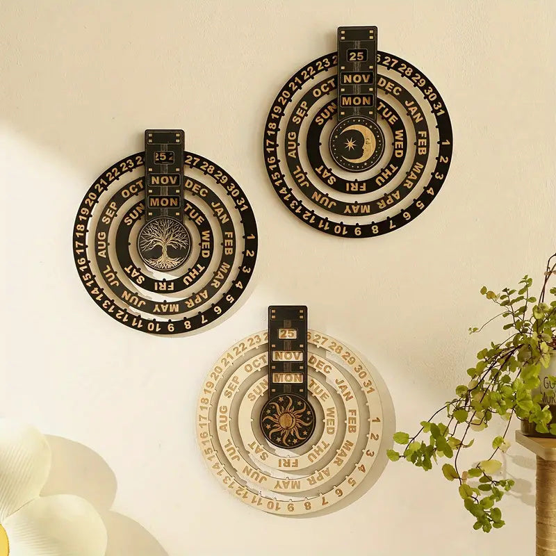 Wooden Rotating Circular Perpetual Calendar – blauue